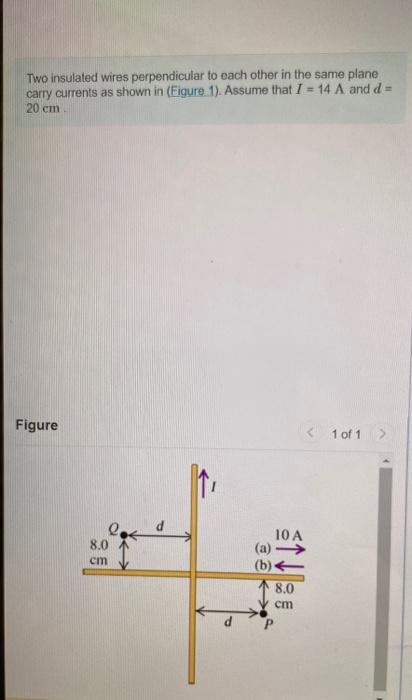 Solved Two insulated wires perpendicular to each other in | Chegg.com