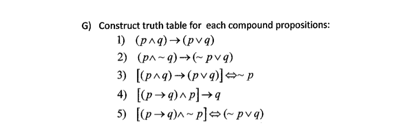 Solved G) ﻿Construct truth table for each compound | Chegg.com
