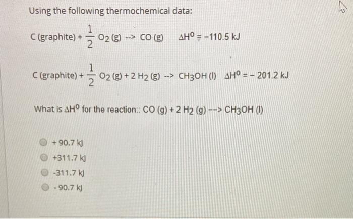 Solved Using the following thermochemical data: C(graphite) | Chegg.com