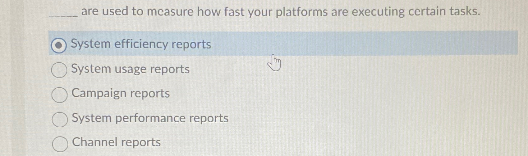 Solved are used to measure how fast your platforms are | Chegg.com
