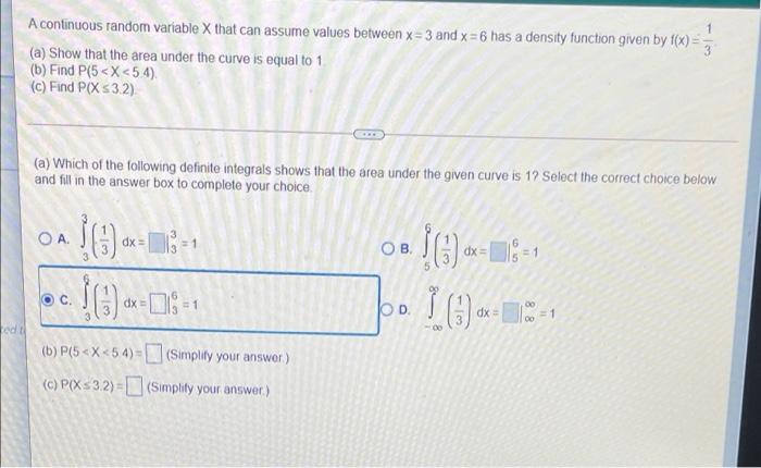 Solved 1 A continuous random variable X that can assume | Chegg.com