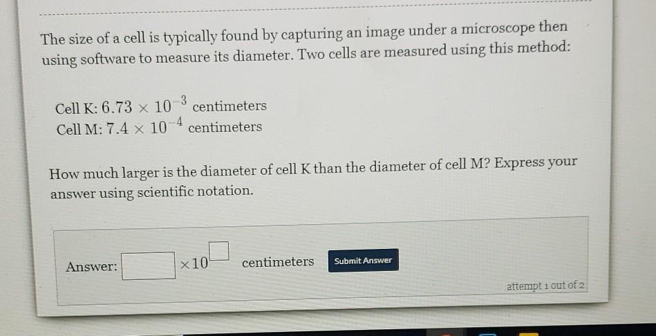 Solved The size of a cell is typically found by capturing an | Chegg.com