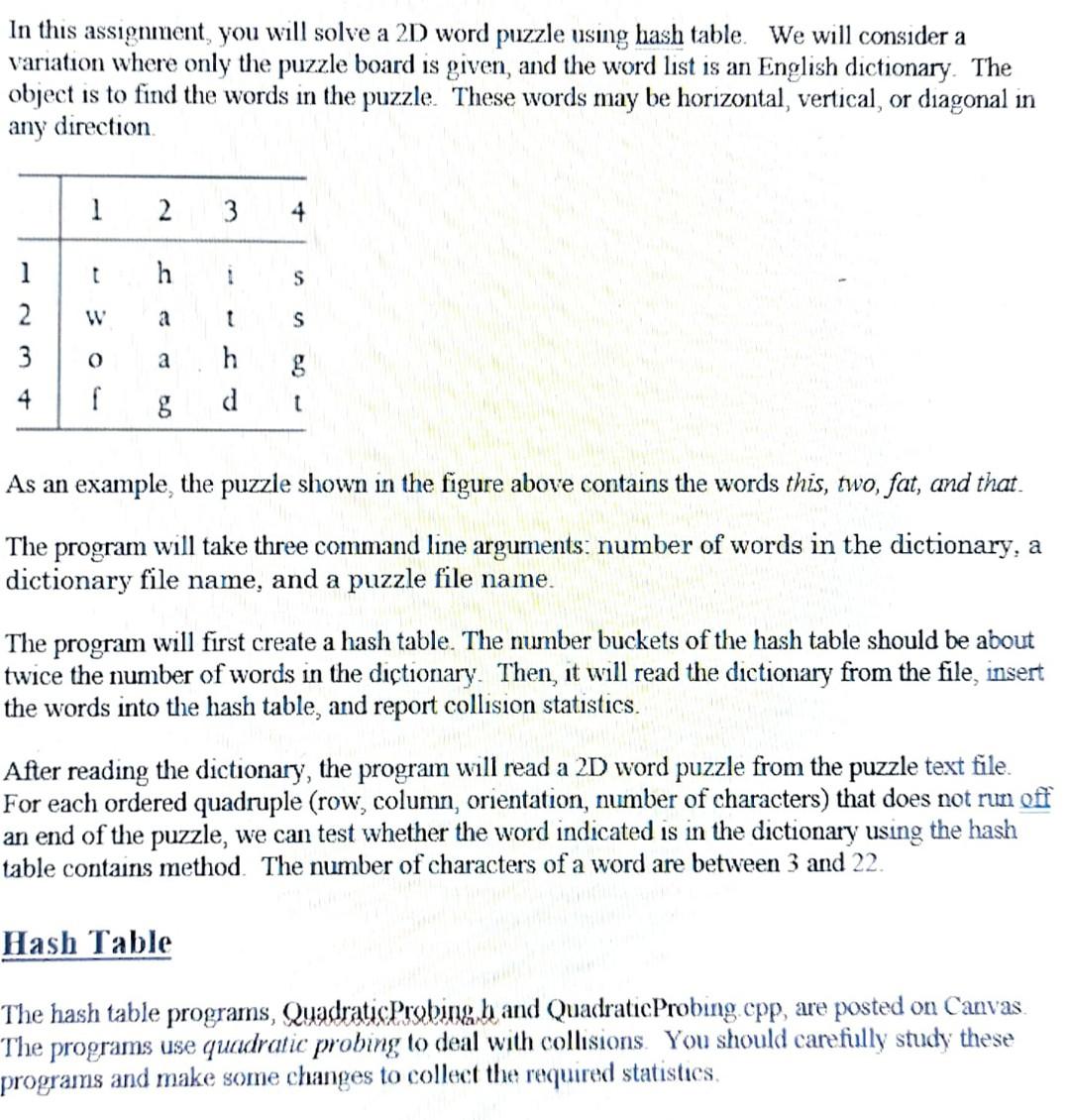 Solved In this assignment, you will solve a 2D word puzzle | Chegg.com