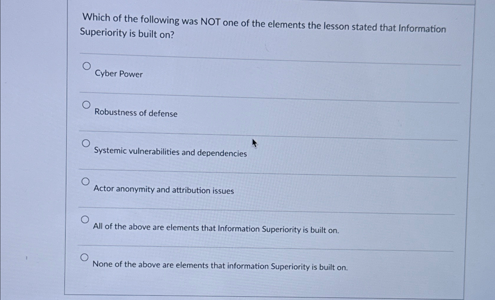 Solved Which of the following was NOT one of the elements | Chegg.com