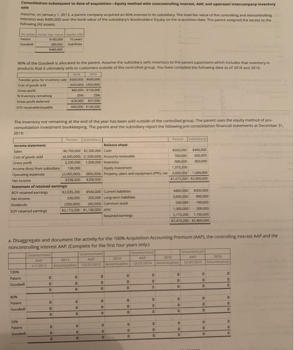Solved Consolidation subsequent to date of | Chegg.com