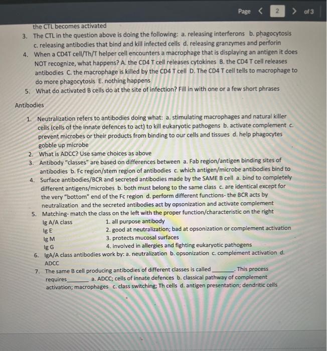 Solved Ch17-19 immunology worksheets The "basics" 1. B cell | Chegg.com