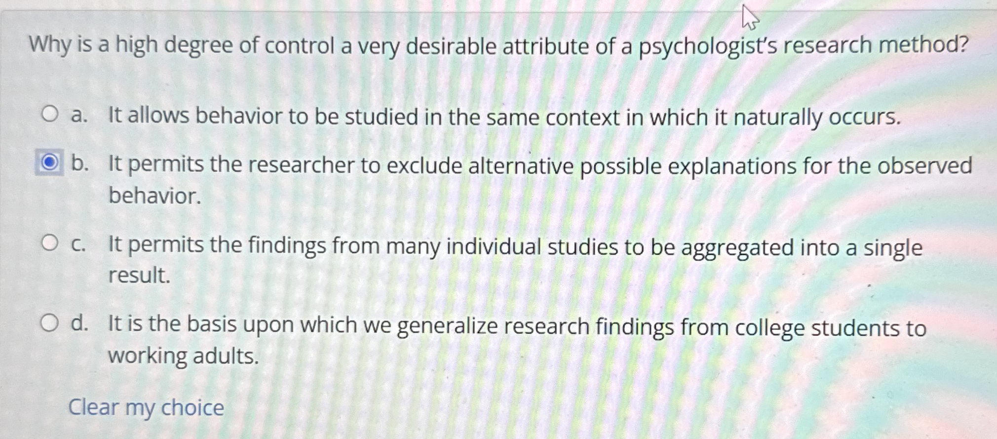 Solved Why is a high degree of control a very desirable | Chegg.com