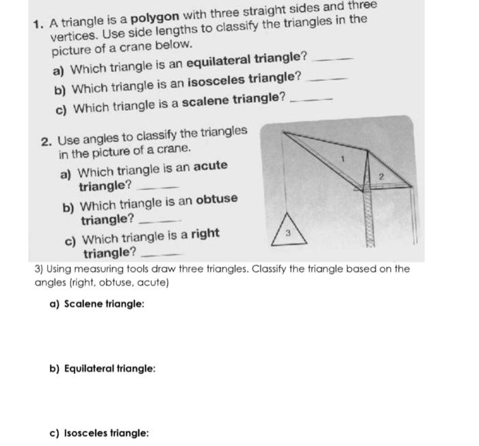 Solved 1. A triangle is a polygon with three straight sides | Chegg.com
