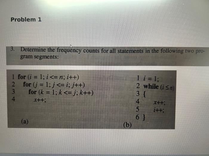 3. Determine the frequency counts for all statements | Chegg.com