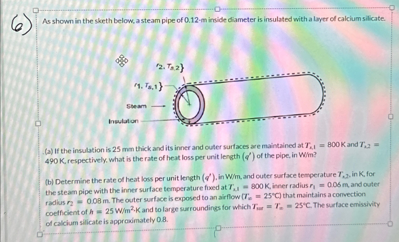 Solved (e) ﻿As shown in the sketh below, a steam pipe of | Chegg.com