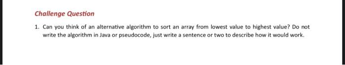 Solved Post-Lab Exercises 1. Consider the array sorting | Chegg.com
