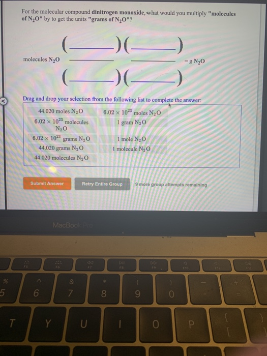 Solved For the molecular compound dinitrogen monoxide, what | Chegg.com