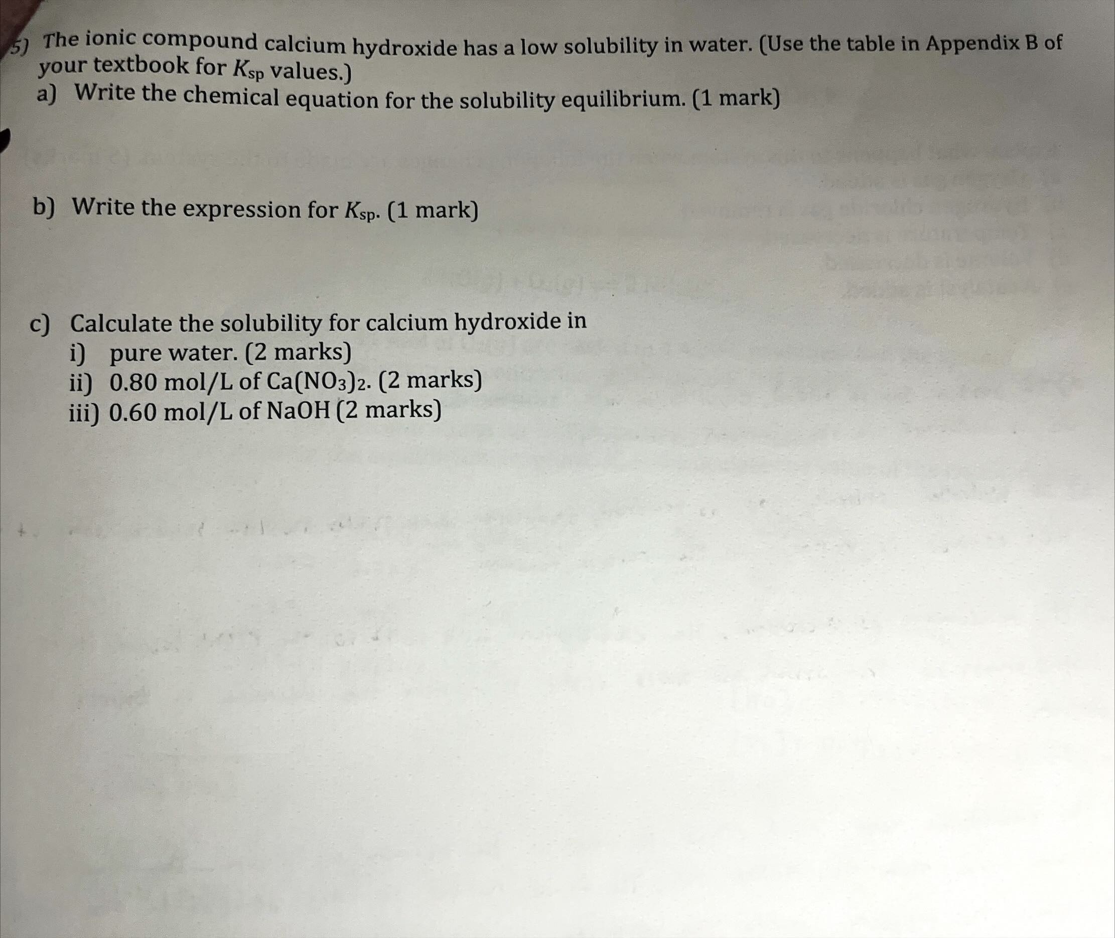 Solved The ionic compound calcium hydroxide has a low | Chegg.com