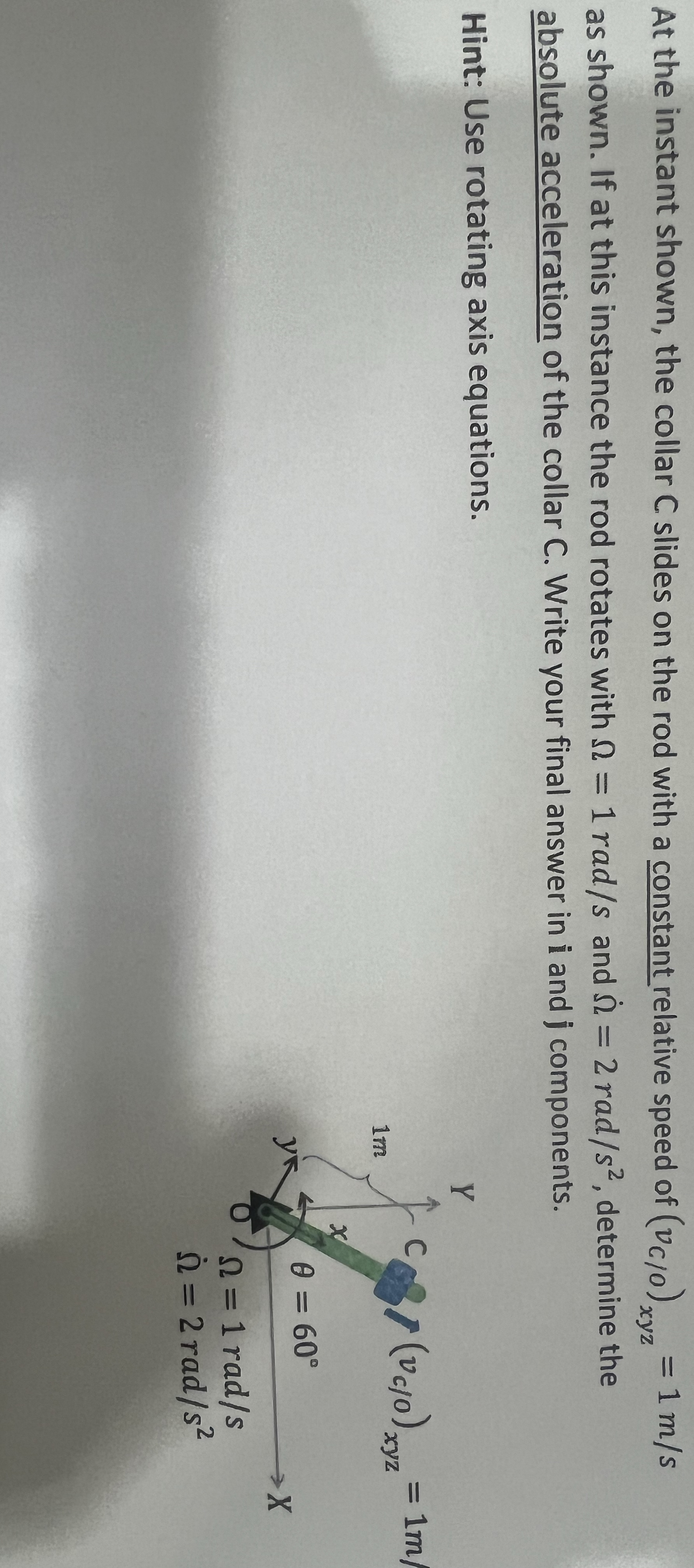 Solved At the instant shown, the collar C slides on the rod | Chegg.com