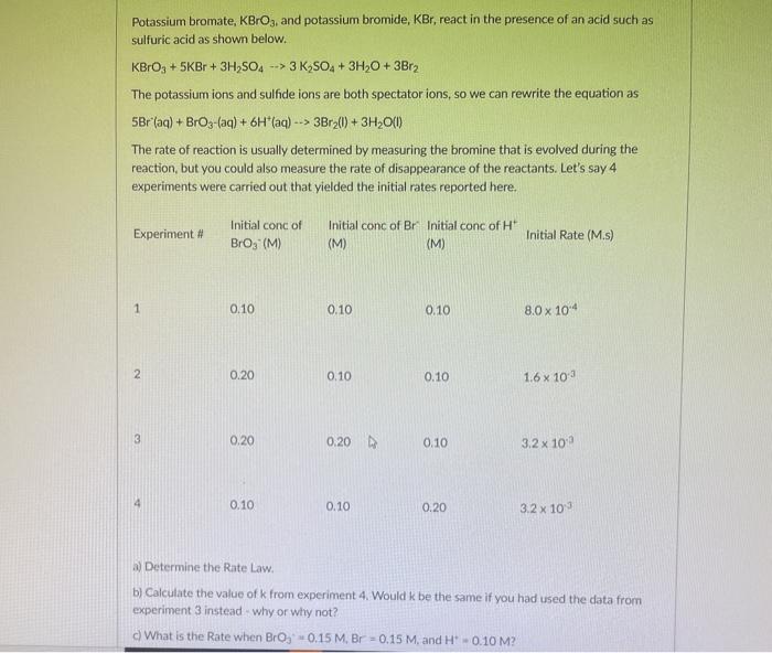 Solved Potassium bromate, KBrOs, and potassium bromide, KBr, | Chegg.com
