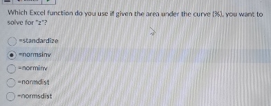 Solved Which Excel function do you use if given the area | Chegg.com