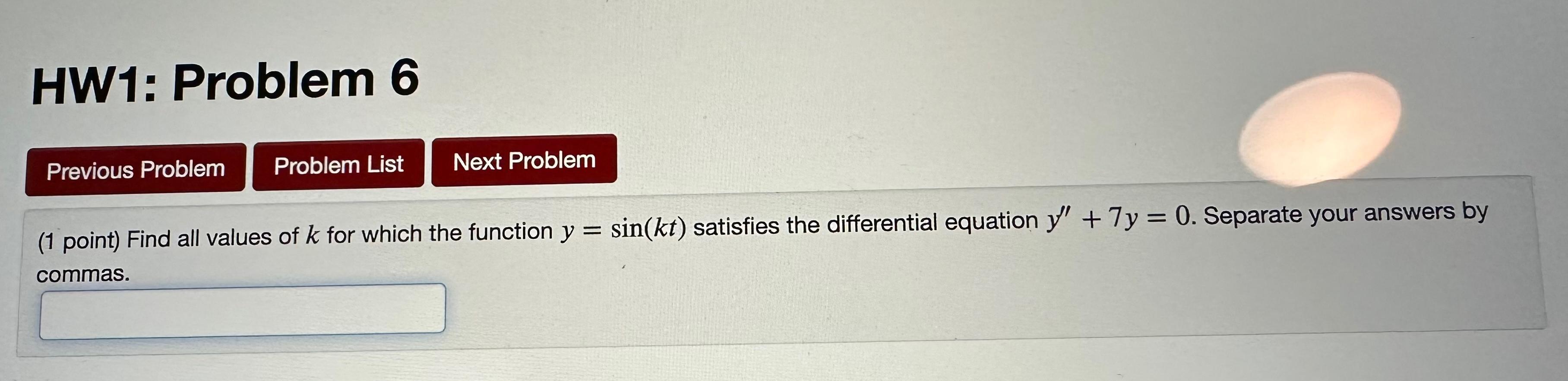 Solved HW1: Problem 6(1 ﻿point) ﻿Find all values of k ﻿for | Chegg.com