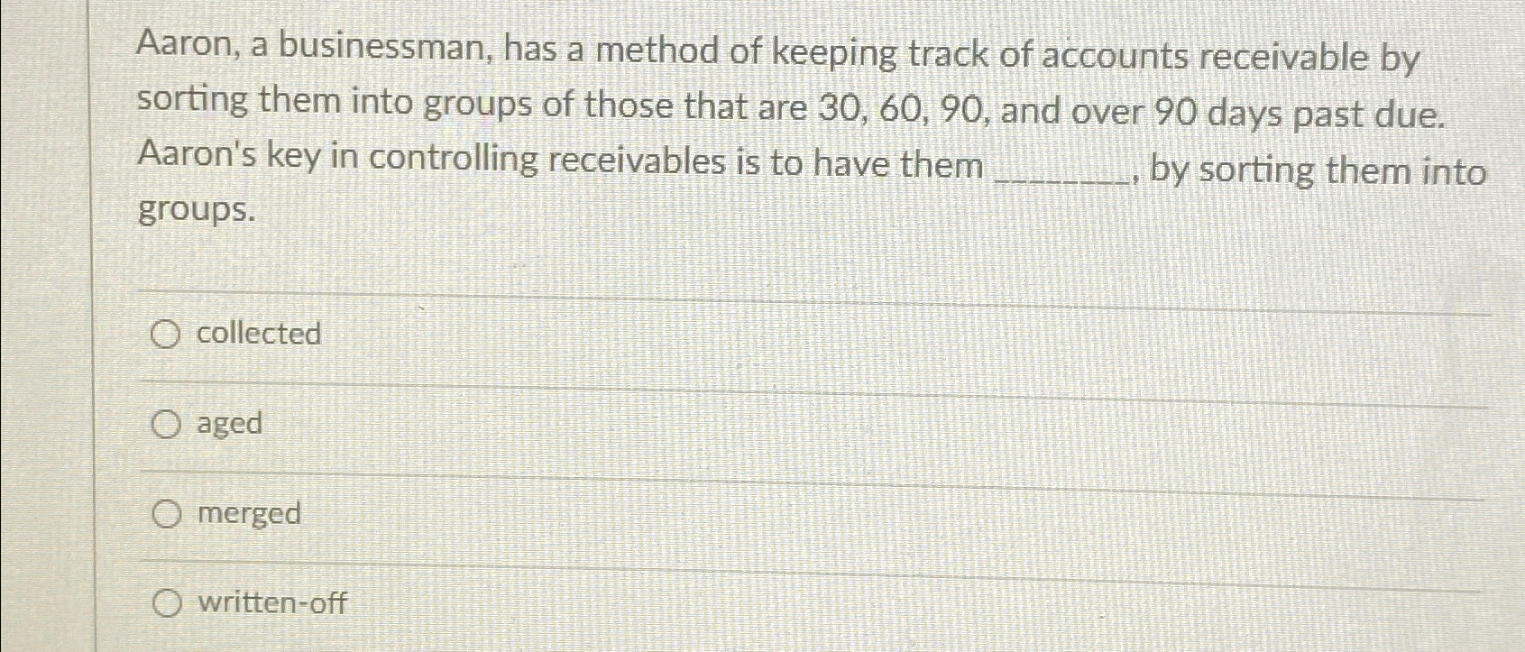 Solved Aaron, a businessman, has a method of keeping track | Chegg.com