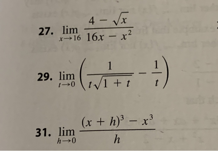 Solved mil- 27. lim x→16 16x – x? 4 Vx 27. lim x>16 16x - | Chegg.com