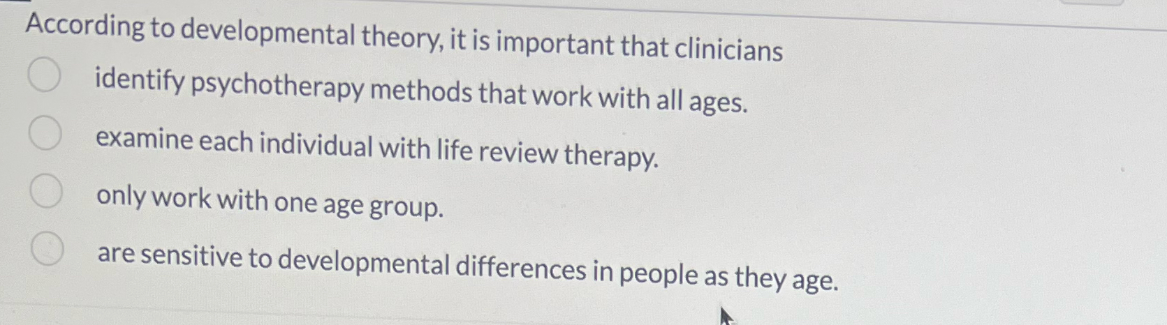 Solved According to developmental theory, it is important | Chegg.com