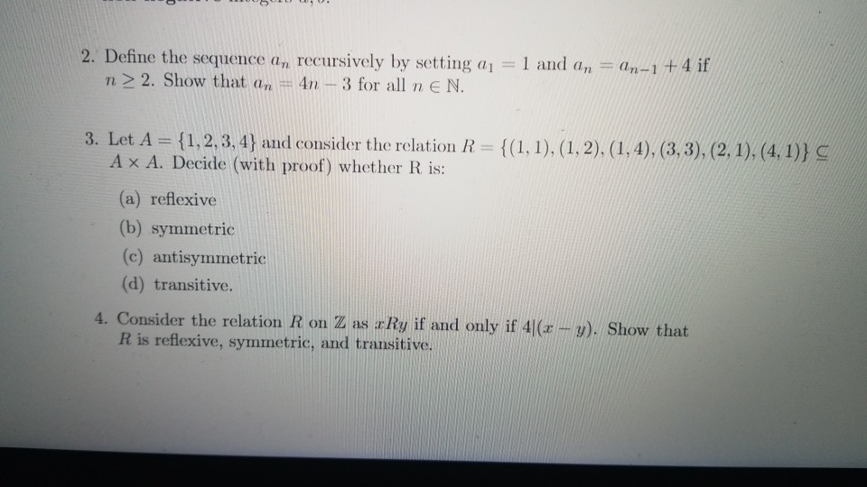 Solved 2. Define the sequence an recursively by setting a1 = | Chegg.com