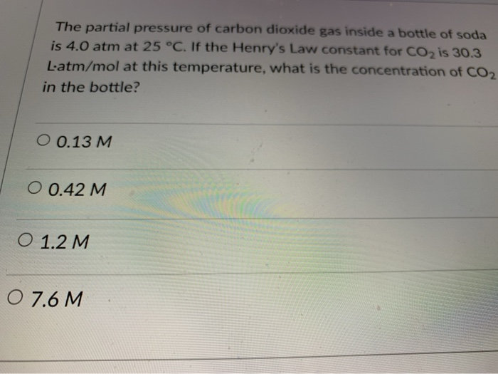 Solved The partial pressure of carbon dioxide gas inside a | Chegg.com