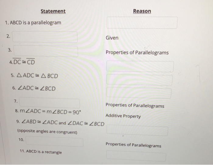 Solved Given: ABCD is a parallelogram with congruent | Chegg.com
