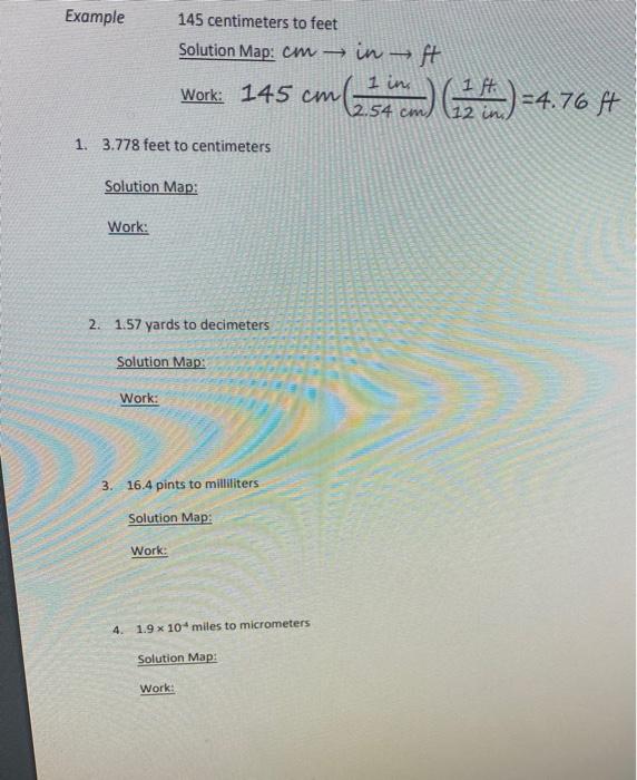 Solved Example 145 centimeters to feet Solution Map: cm - in | Chegg.com