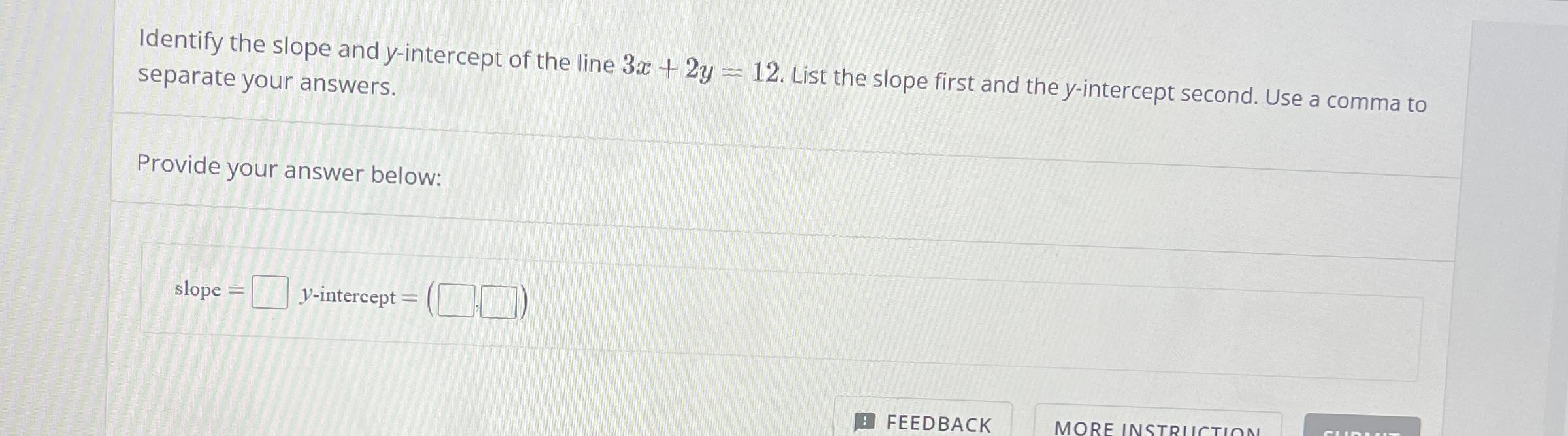 Solved Identify the slope and y-intercept of the line | Chegg.com