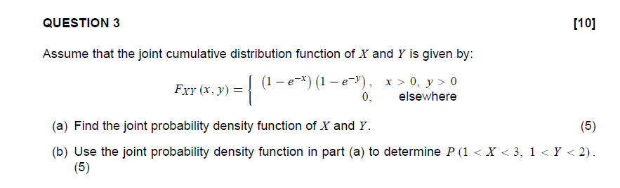 Solved QUESTION 3Assume that the joint cumulative | Chegg.com