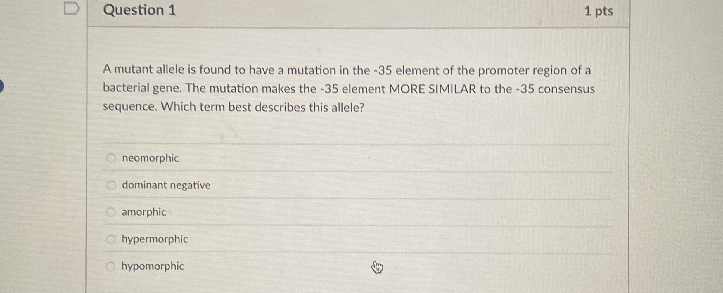 Solved Question 11 ﻿ptsA mutant allele is found to have a | Chegg.com