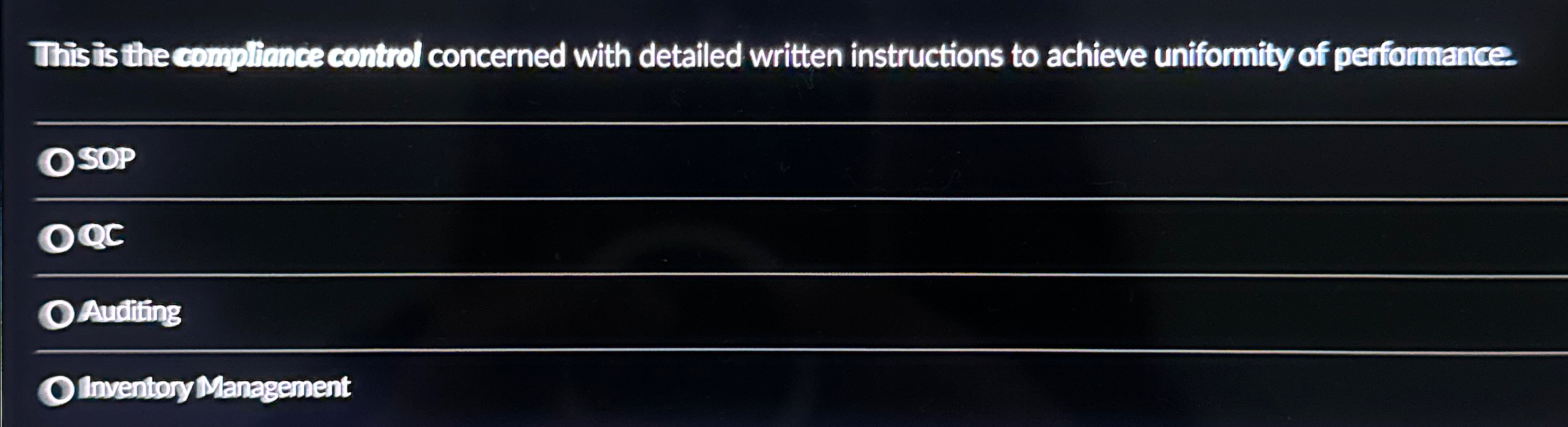 Solved This is the complitance control concerned with | Chegg.com