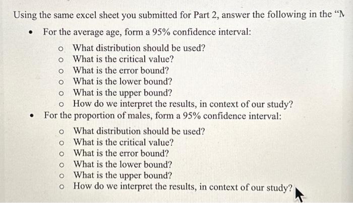 Solved Using the same excel sheet you submitted for Part 2, | Chegg.com