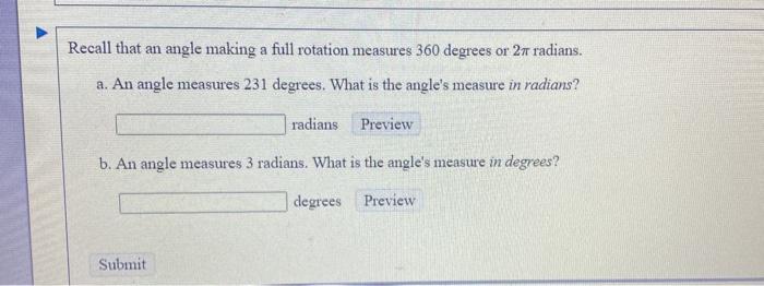 Solved Recall That An Angle Making A Full Rotation Measures