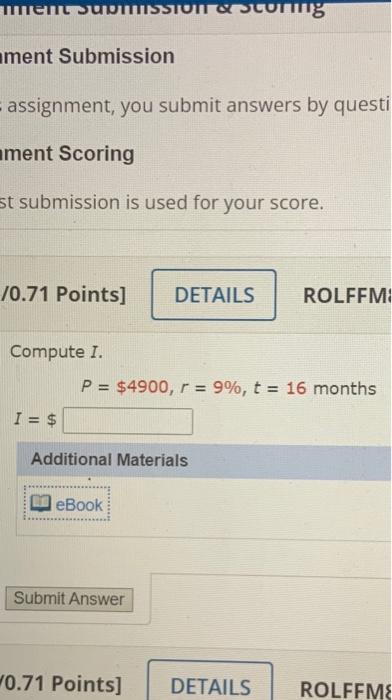 Solved assignment, you submit answers by questi ment Scoring | Chegg.com