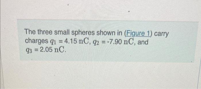 The three small spheres shown in I carry charges | Chegg.com