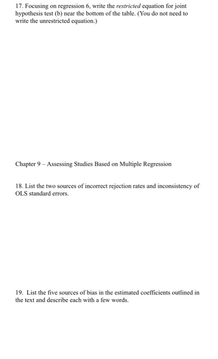 Chapter 8 - Nonlinear Regression Functions Data fra | Chegg.com