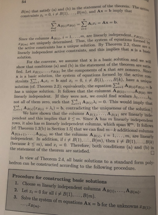 Solved b and Exercise 2.3 (Basic feasible solutions in | Chegg.com