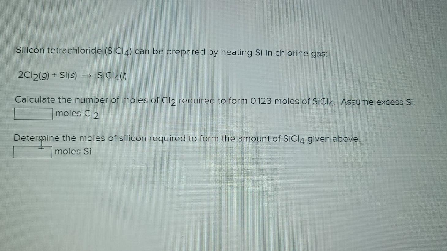 Solved Silicon tetrachloride (SIC14) can be prepared by | Chegg.com