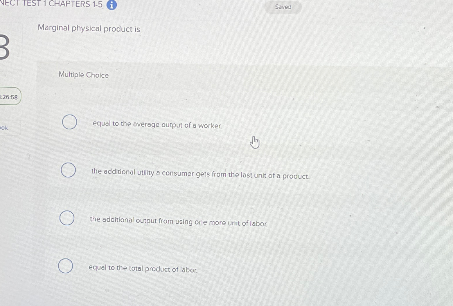 Solved Marginal physical product isMultiple Choiceequal to | Chegg.com