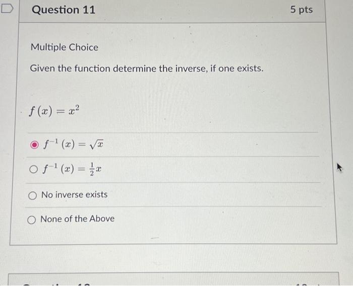 Solved Question 11 Multiple Choice Given the function | Chegg.com