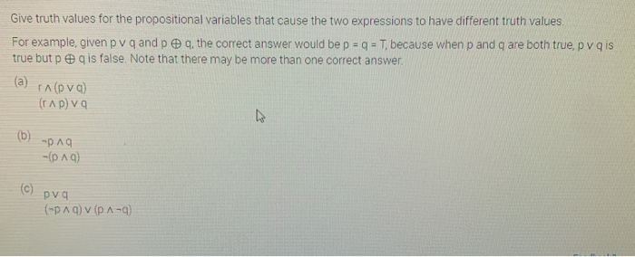 Solved Give truth values for the propositional variables | Chegg.com