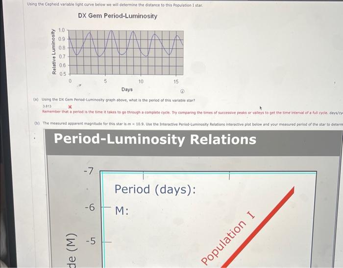 DX Gem Period-Luminosity (a) Using the DX Cem | Chegg.com