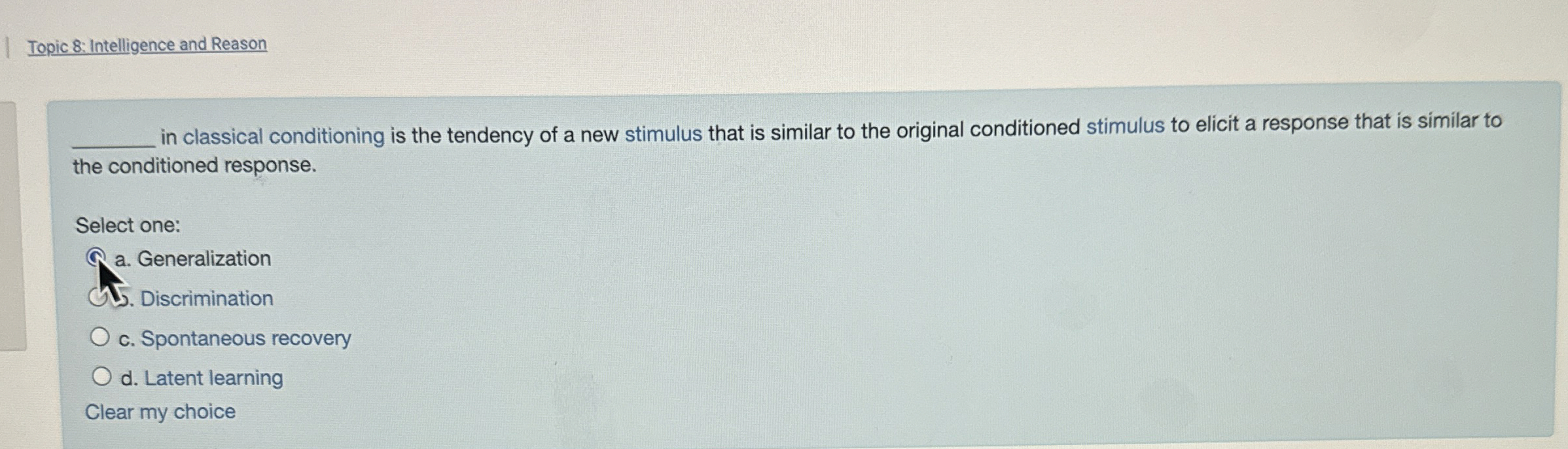 Solved Topic 8: Intelligence and Reasonq, ﻿in classical | Chegg.com