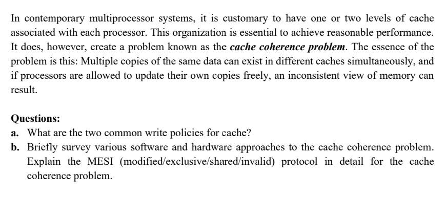 Solved In contemporary multiprocessor systems, it is | Chegg.com