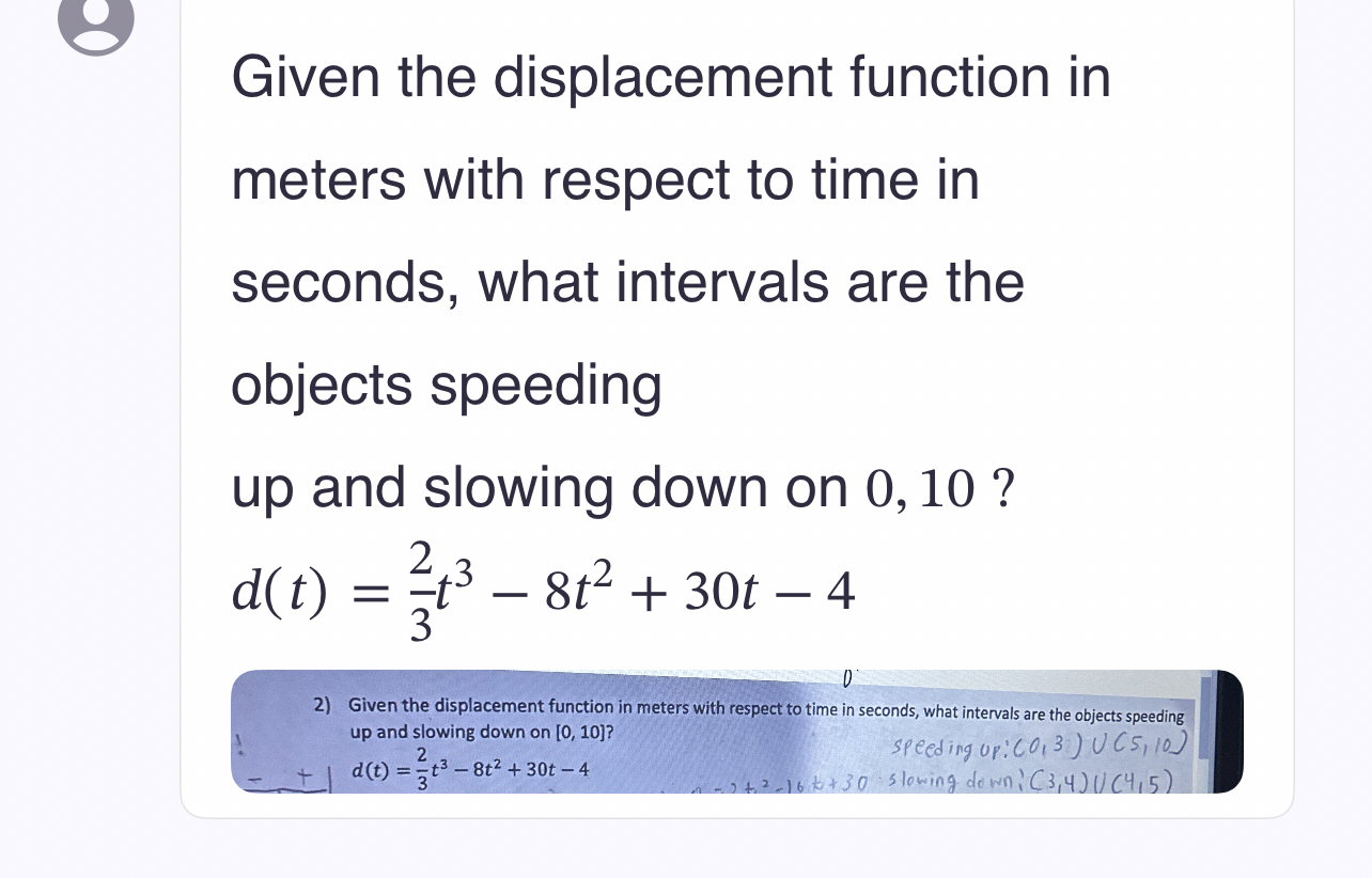 Solved Given the displacement function inmeters with respect | Chegg.com