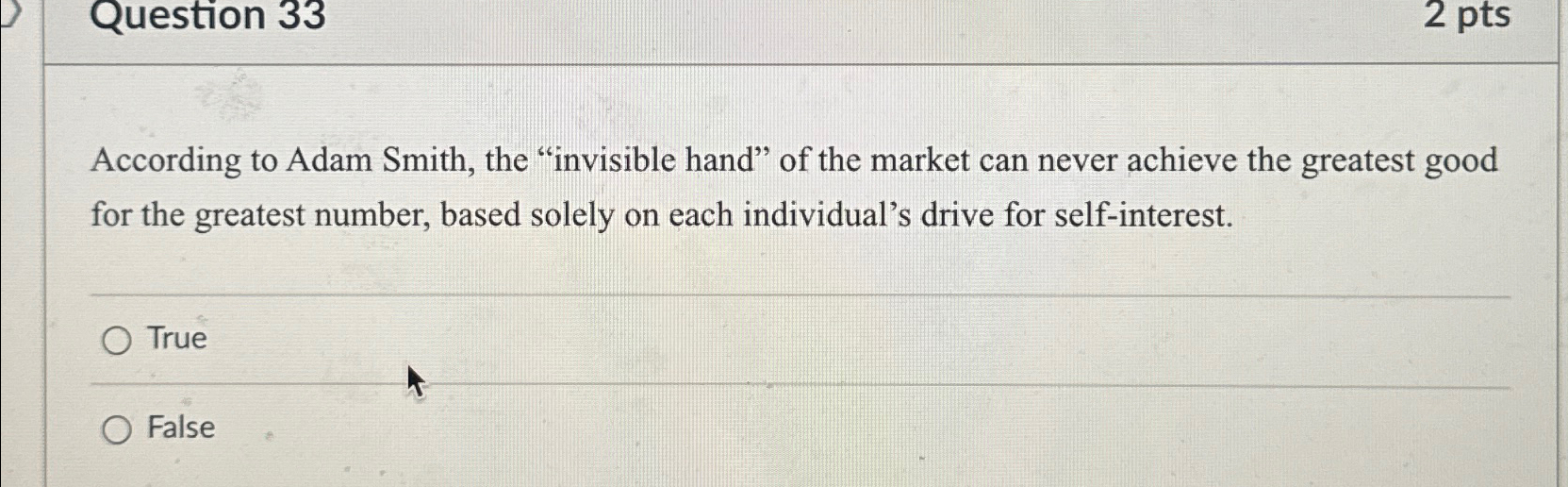 Solved Question 332 ﻿ptsAccording to Adam Smith, the | Chegg.com