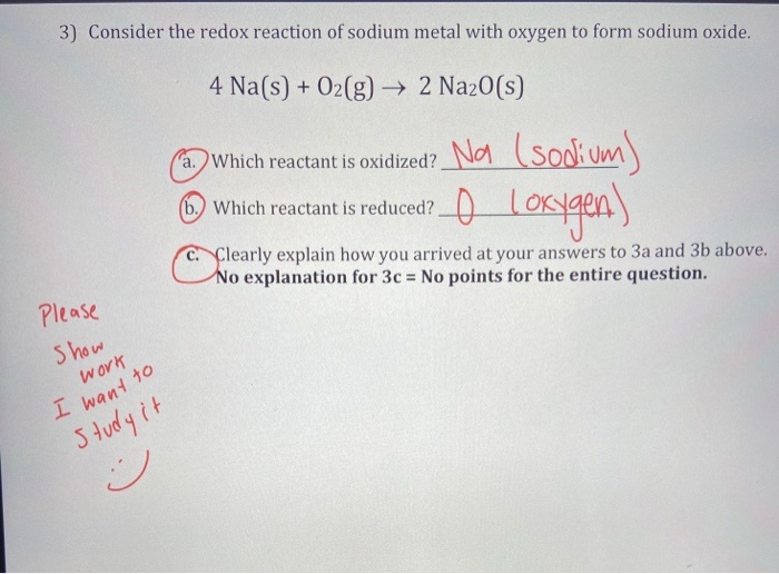 Solved 3) Consider the redox reaction of sodium metal with | Chegg.com