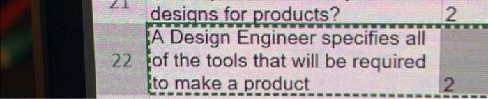 Solved 21 designs for products? A Design Engineer specifies | Chegg.com