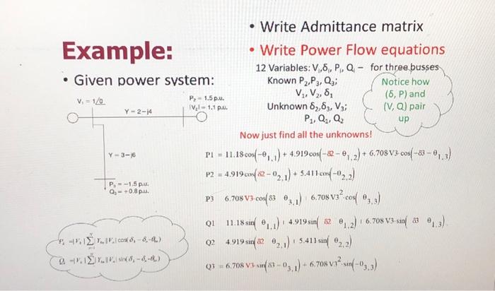 Solved - Write Admittance matrix Example: - Write Power Flow | Chegg.com